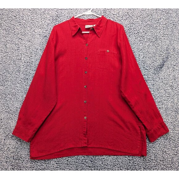 Chico's | Tops | Vtg Chicos 0 Linen Boho Top Size Xl 3 Button Up ...